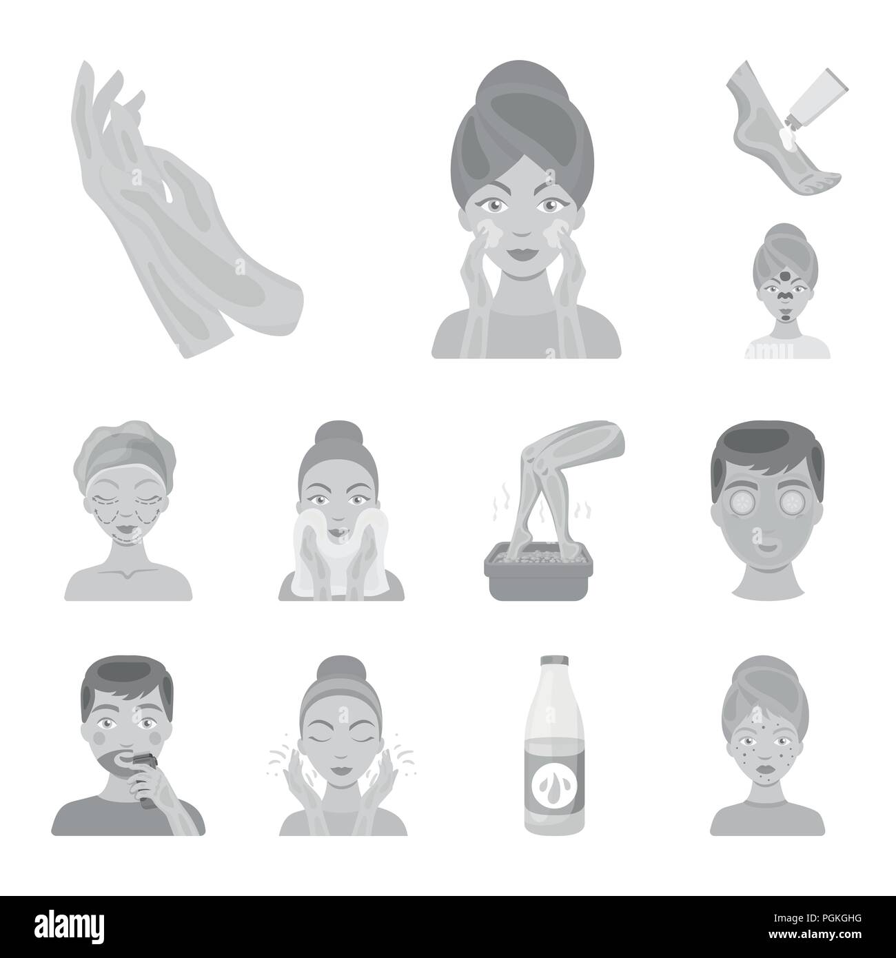 Skin care monochrome icons in set collection for design. Face and body ...