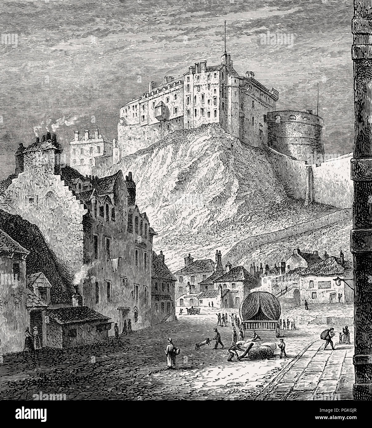 Edinburgh Castle, 1825, Scotland Stock Photo - Alamy