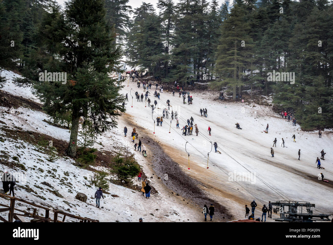 Snow and mountain on michlifen morocco Stock Photo - Alamy