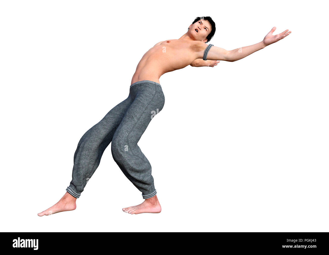 3D rendering of a fighting monk isolated on white background Stock ...