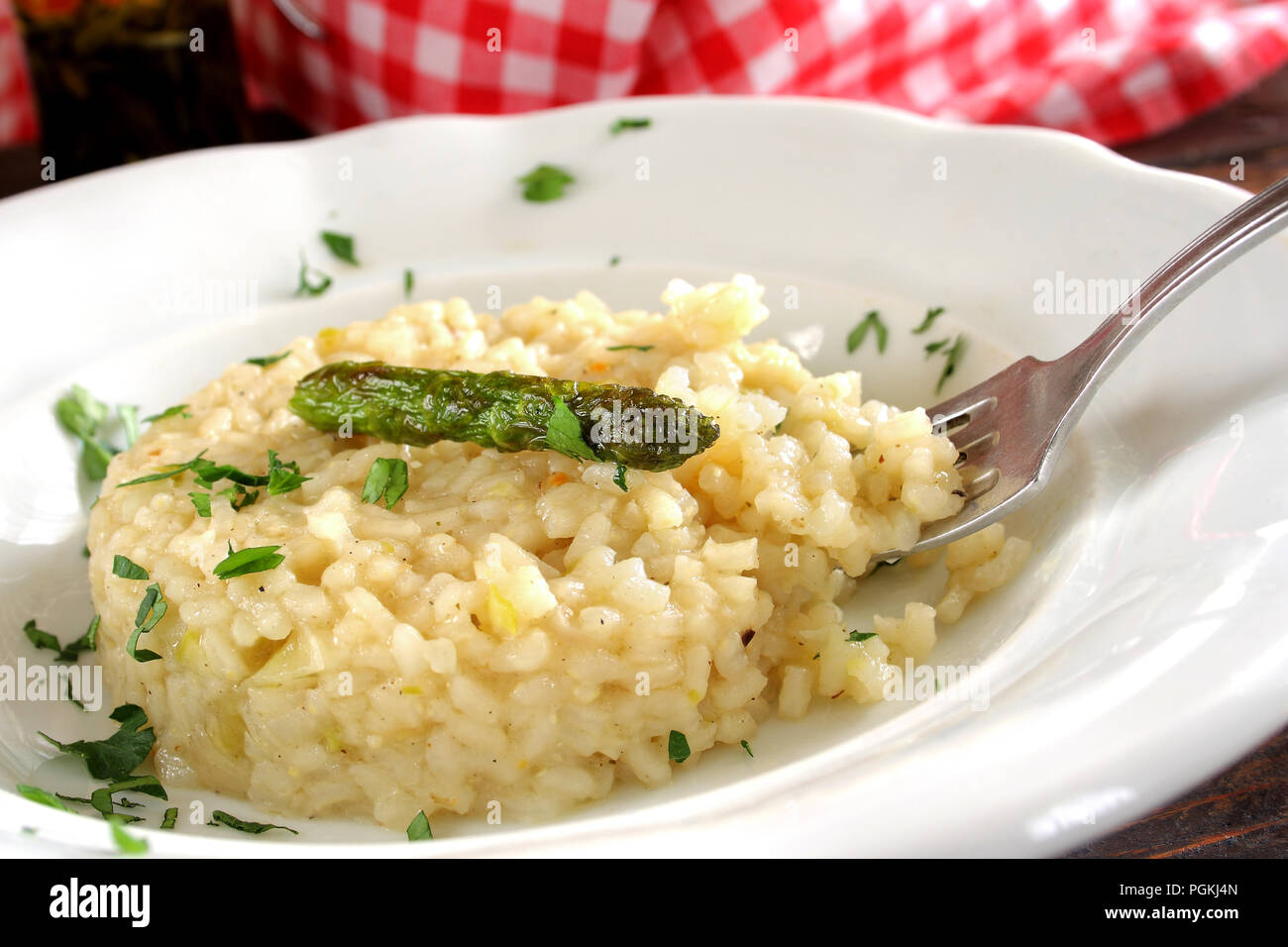 Green asparagus risotto Stock Photo - Alamy