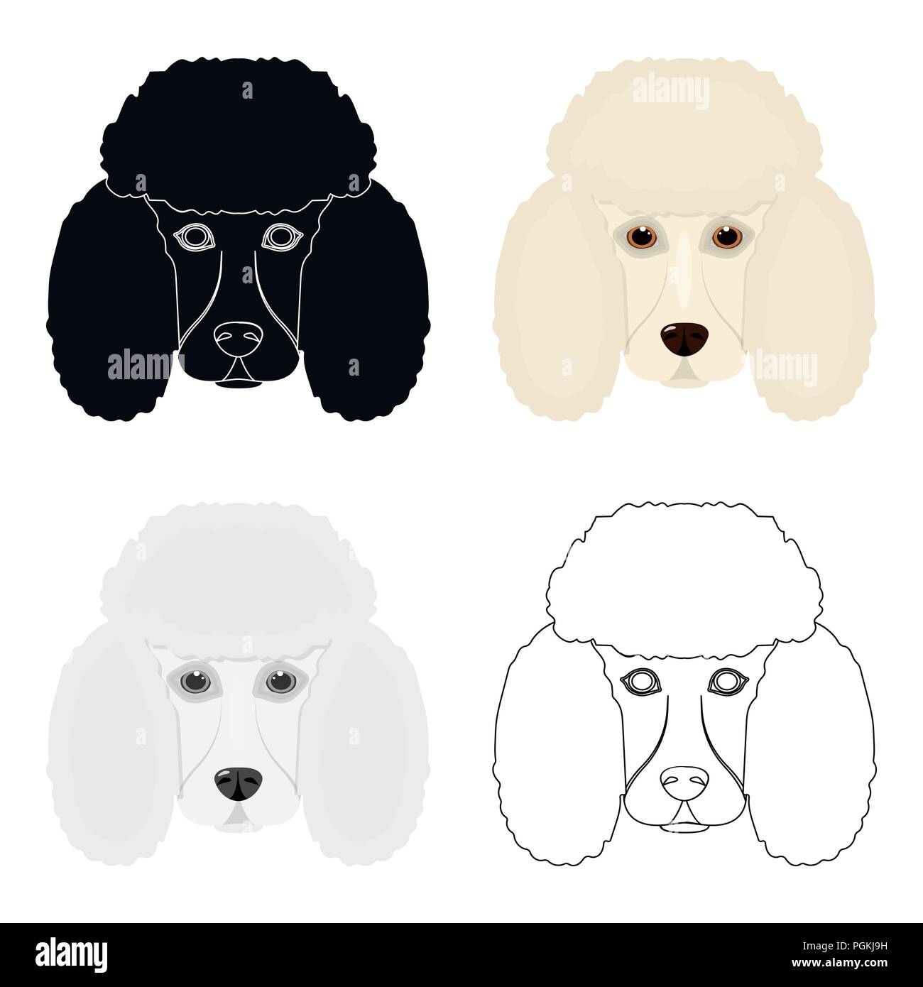 animal,breed,cartoon,different,dog,haired,head,icon,illustration ...