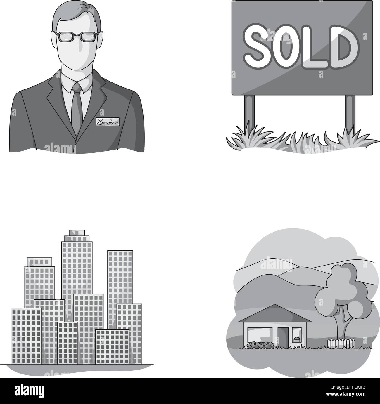 Realtor, agency cartoon icons in set collection for design. Buying and ...