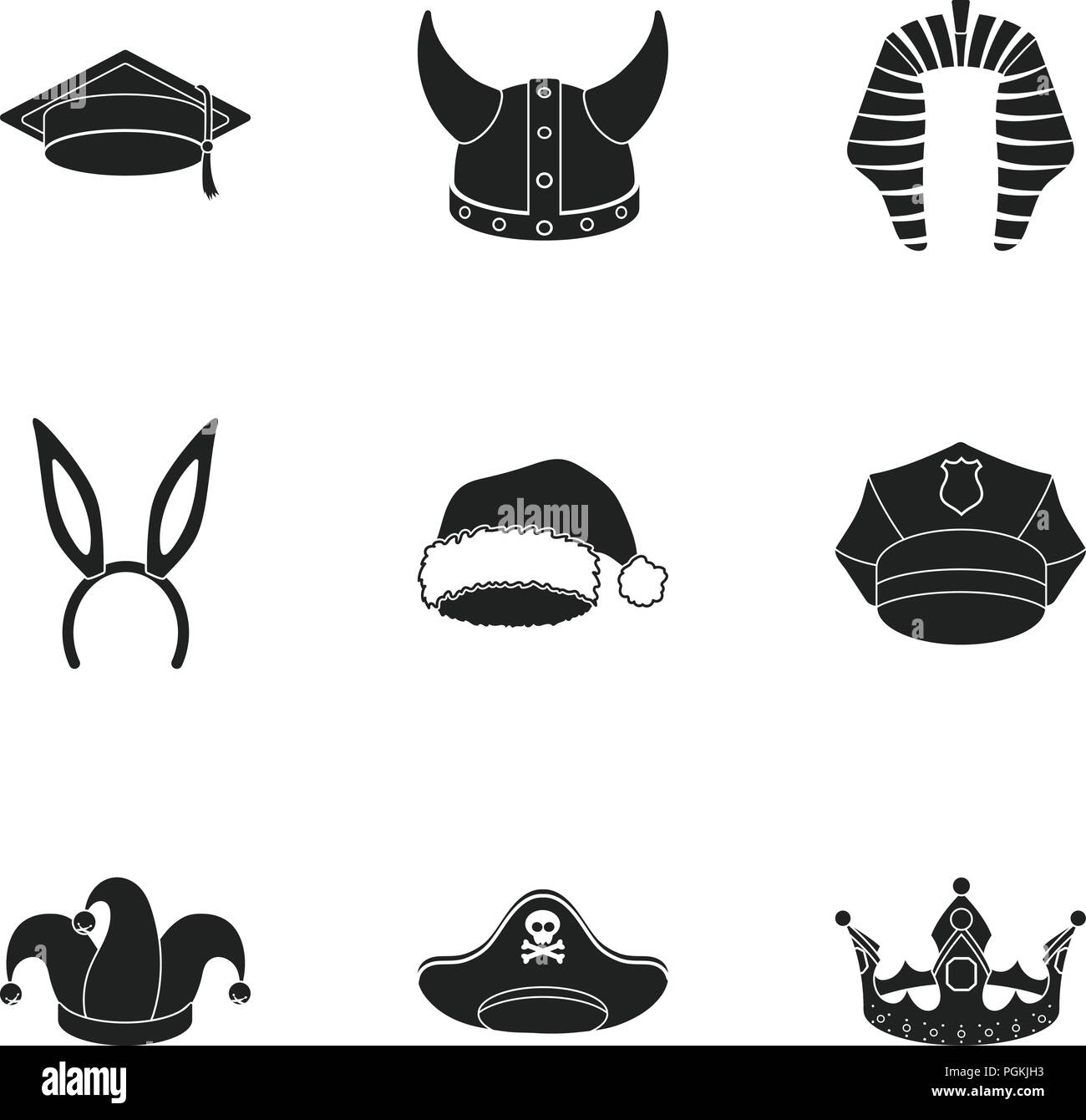 Hats set icons in black style. Big collection of hats vector symbol ...