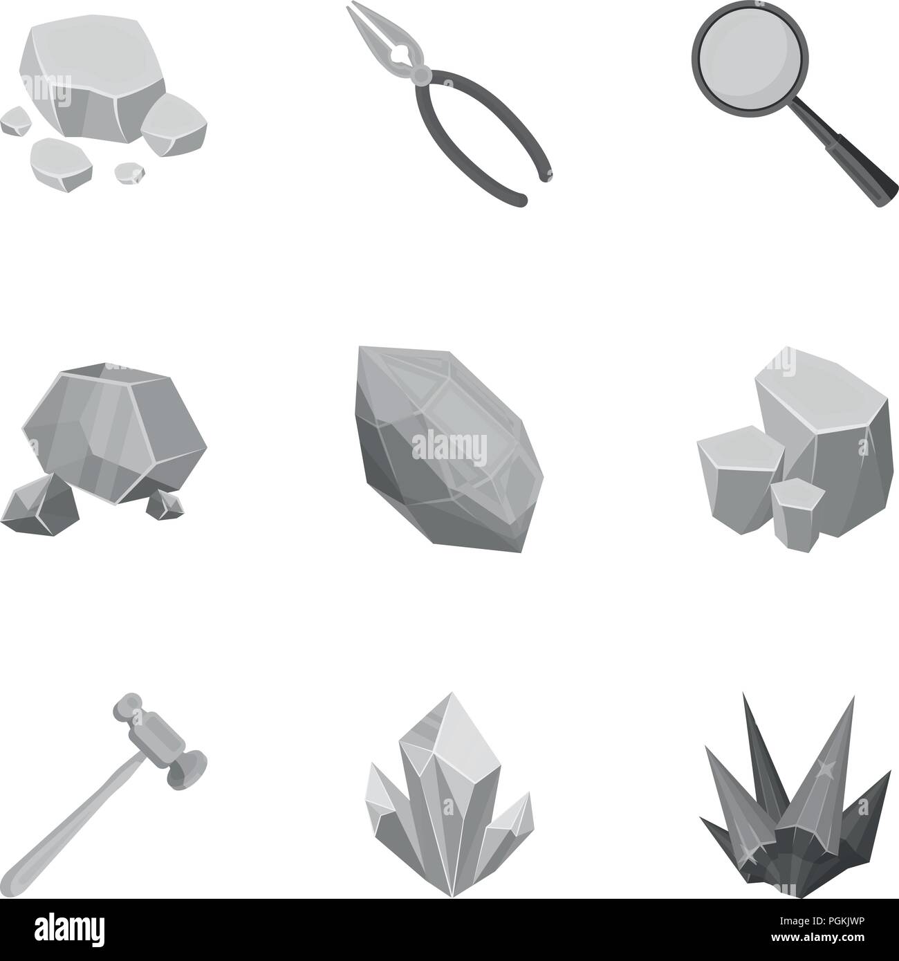 A set of jewelry, crystals, minerals and expensive metals. The jeweler ...