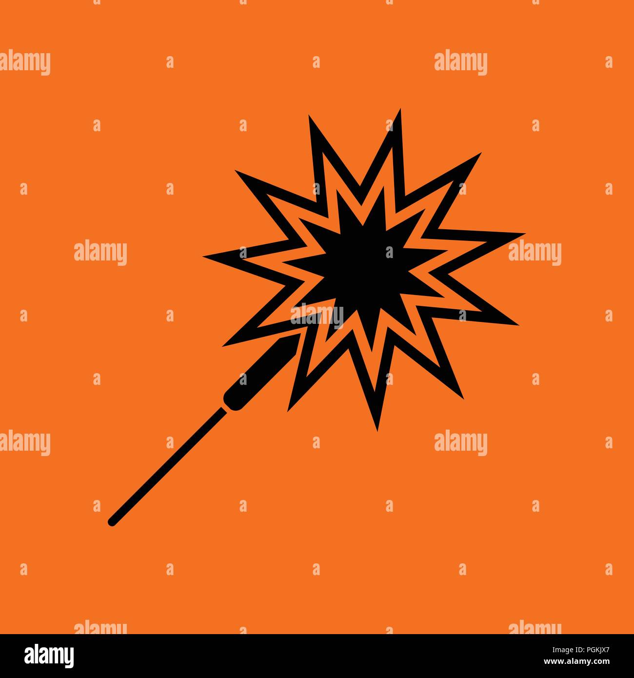 Party sparkler icon. Orange background with black. Vector illustration ...