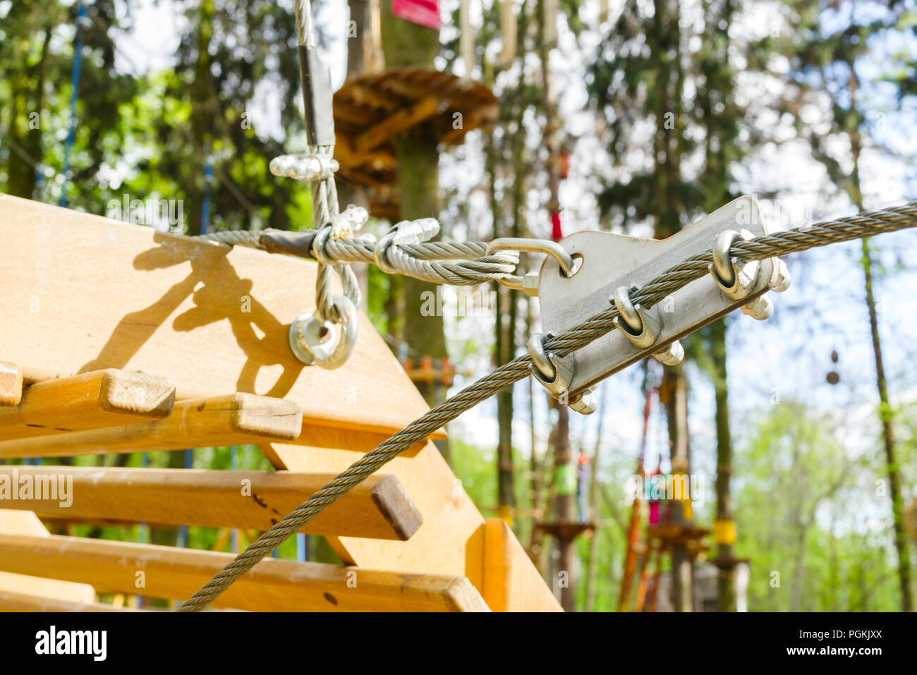 Fastening of a steel rope and cables Stock Photo - Alamy