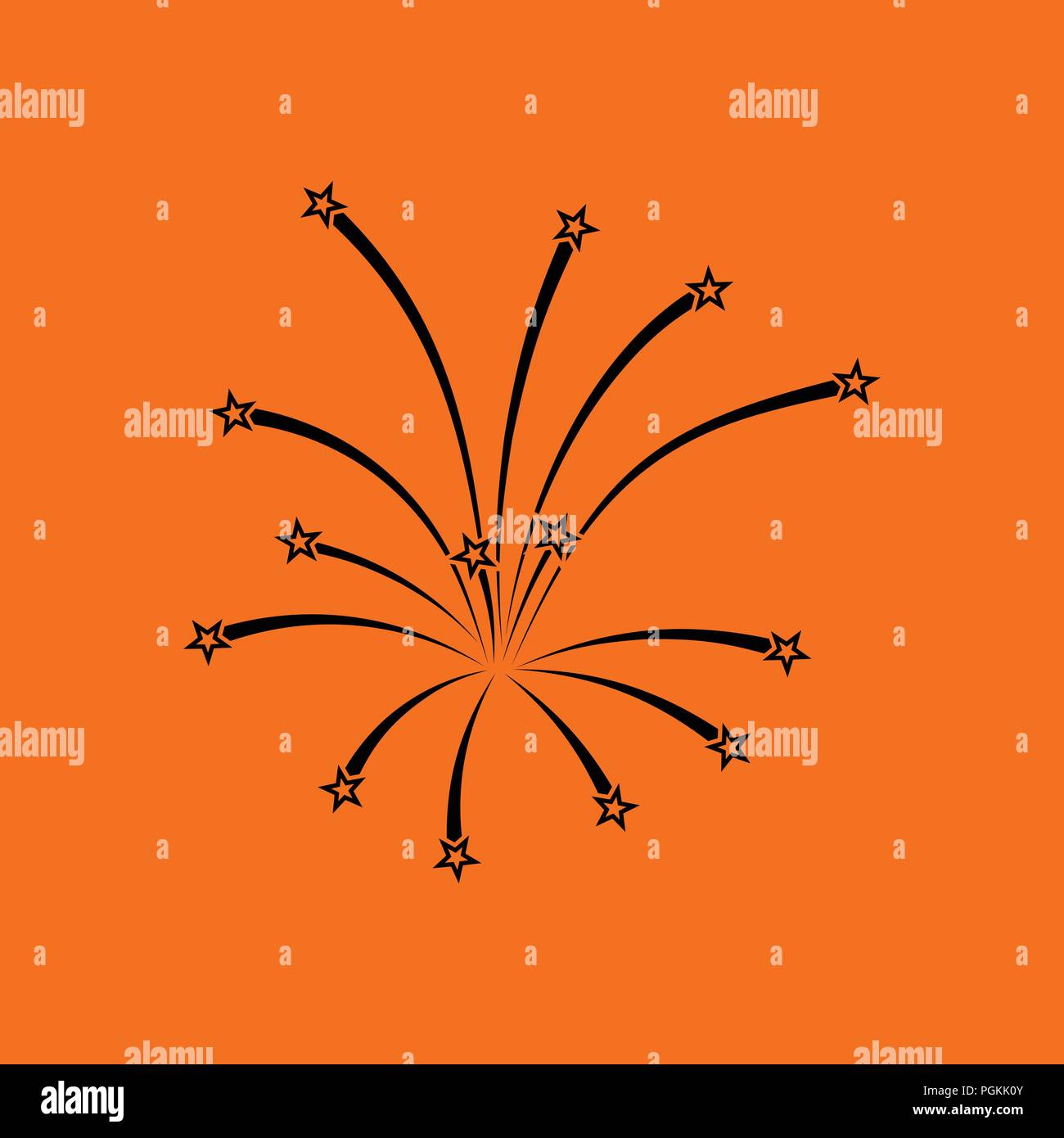Fireworks icon. Orange background with black. Vector illustration Stock ...