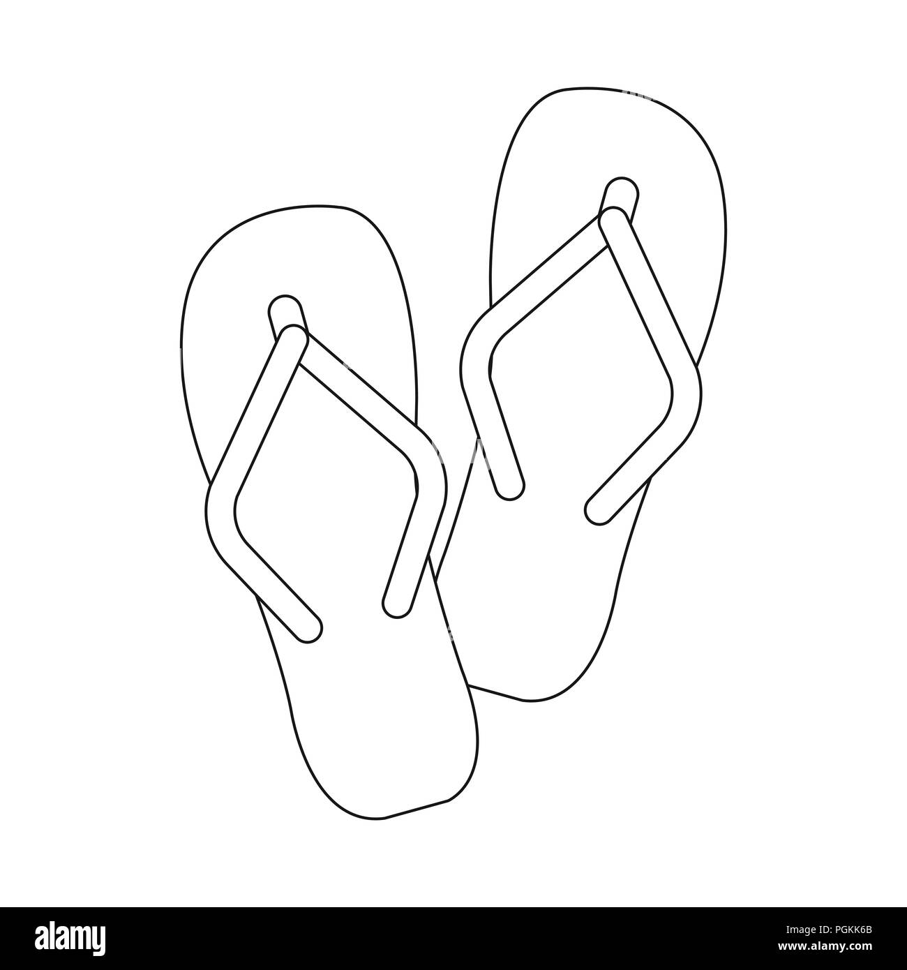 Flip-flops outline icons in set collection for design. Beach shoes ...