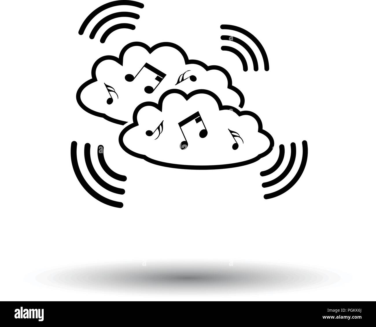 Music cloud icon. White background with shadow design. Vector ...