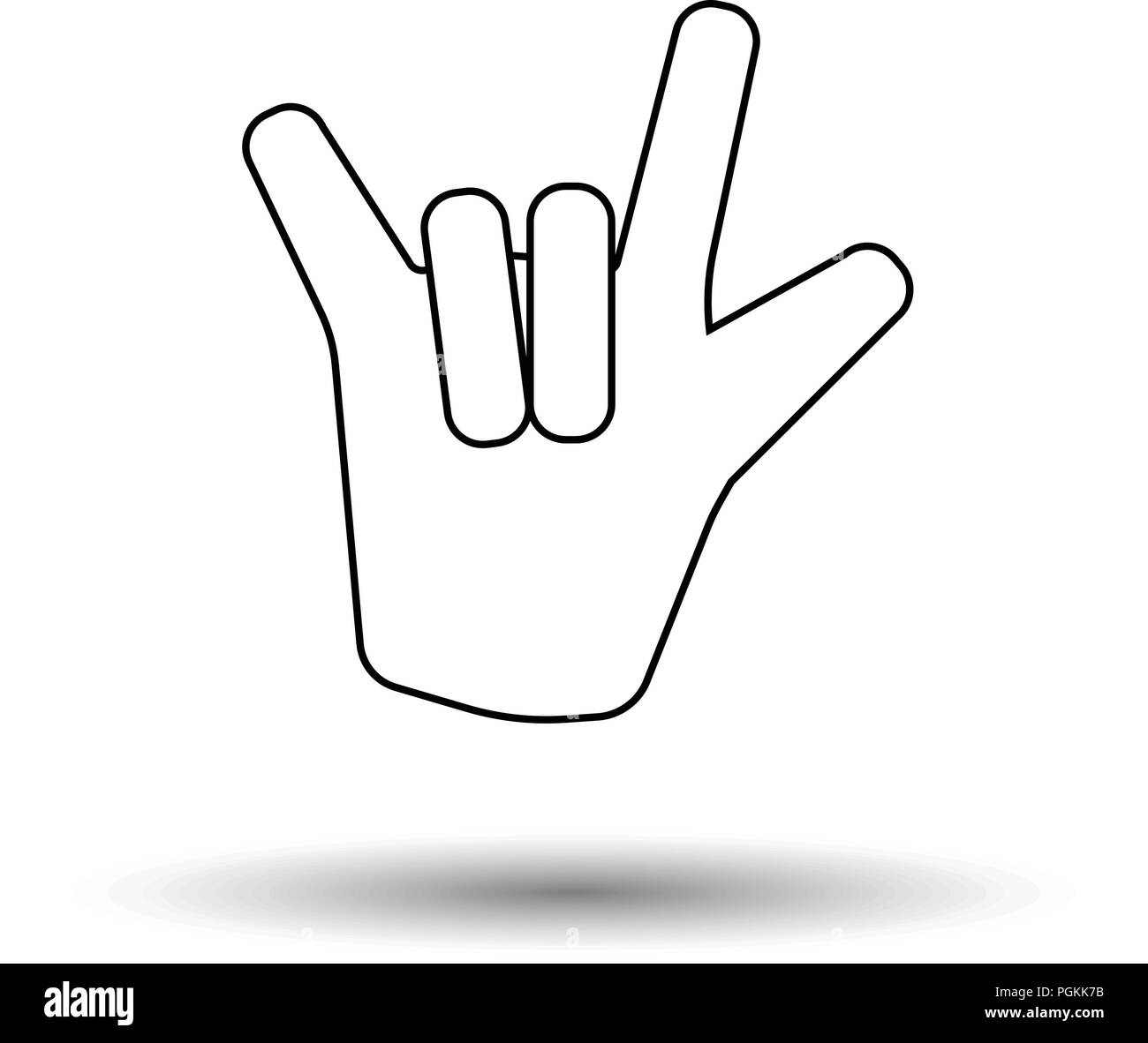 Rock hand icon. White background with shadow design. Vector ...