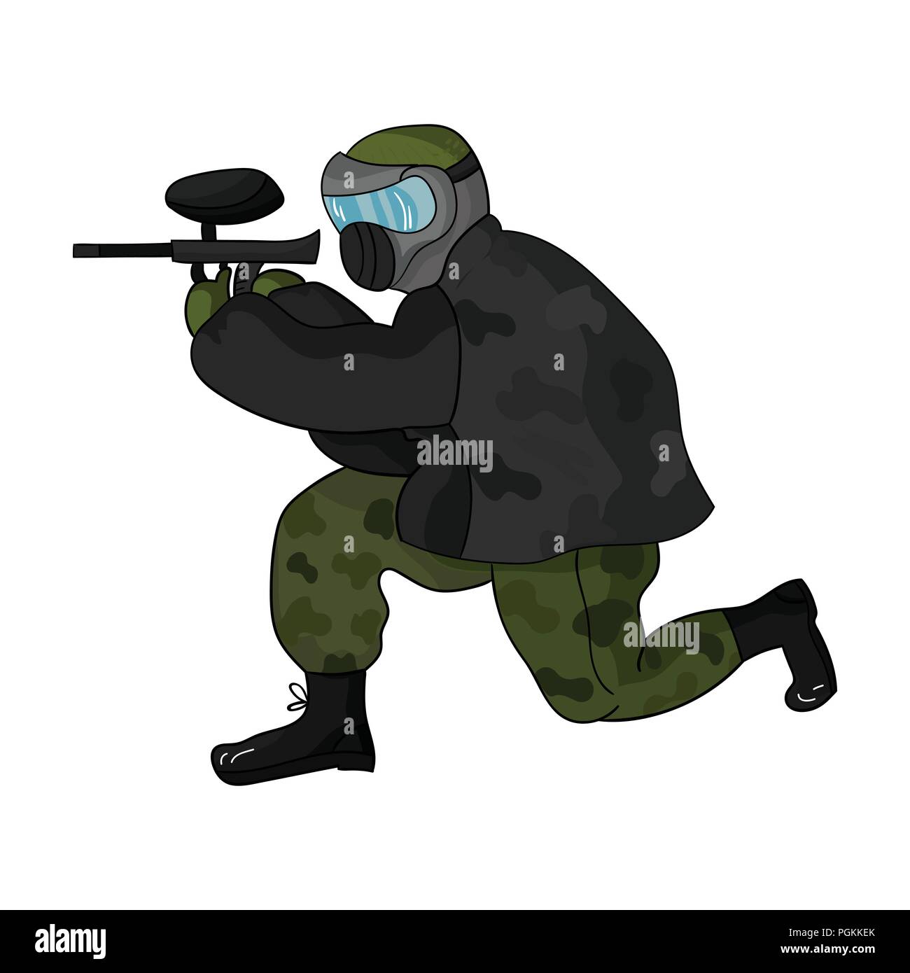Paintball player icon in cartoon design isolated on white background ...