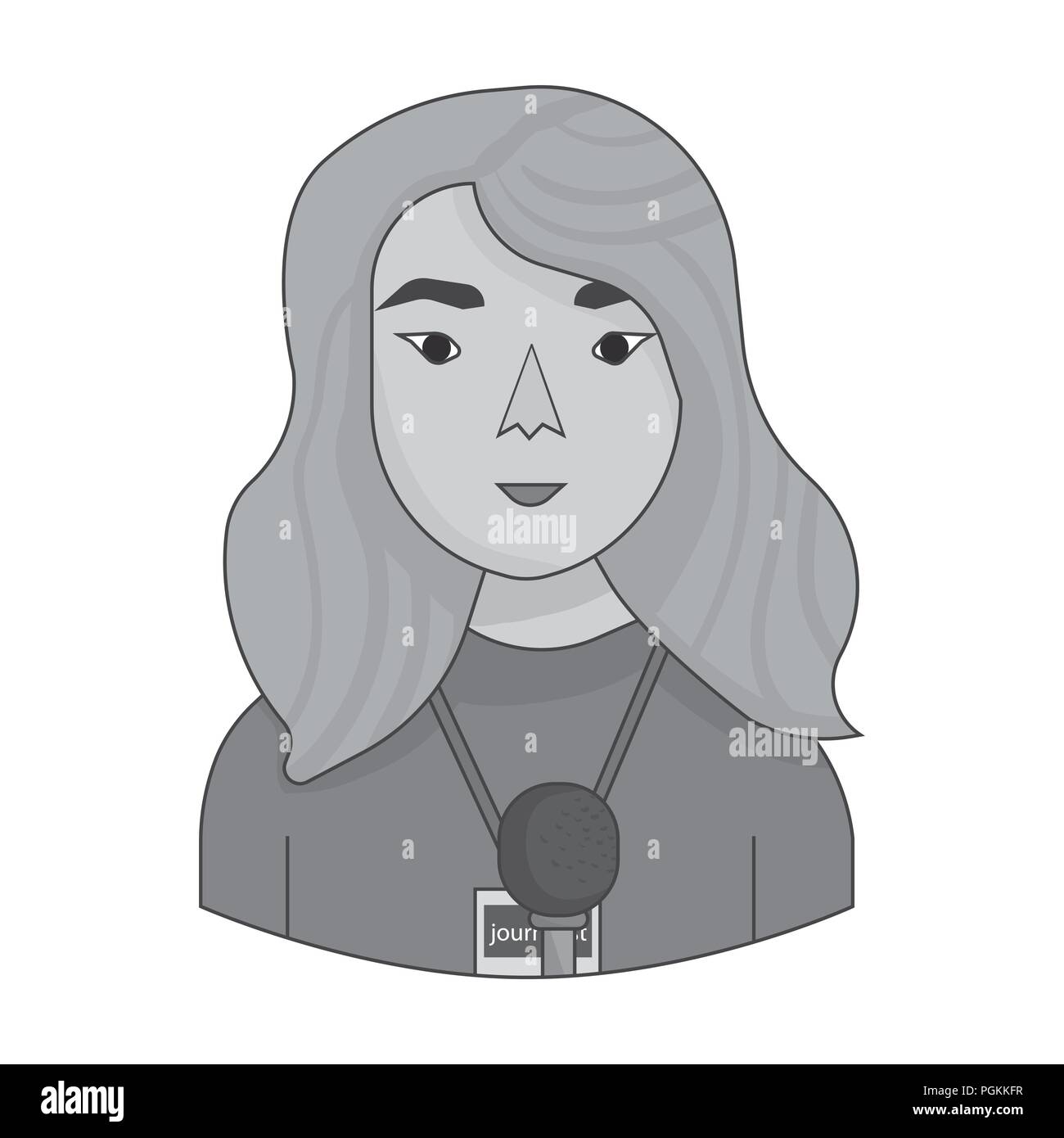 Television reporter icon in monochrome style isolated on white ...