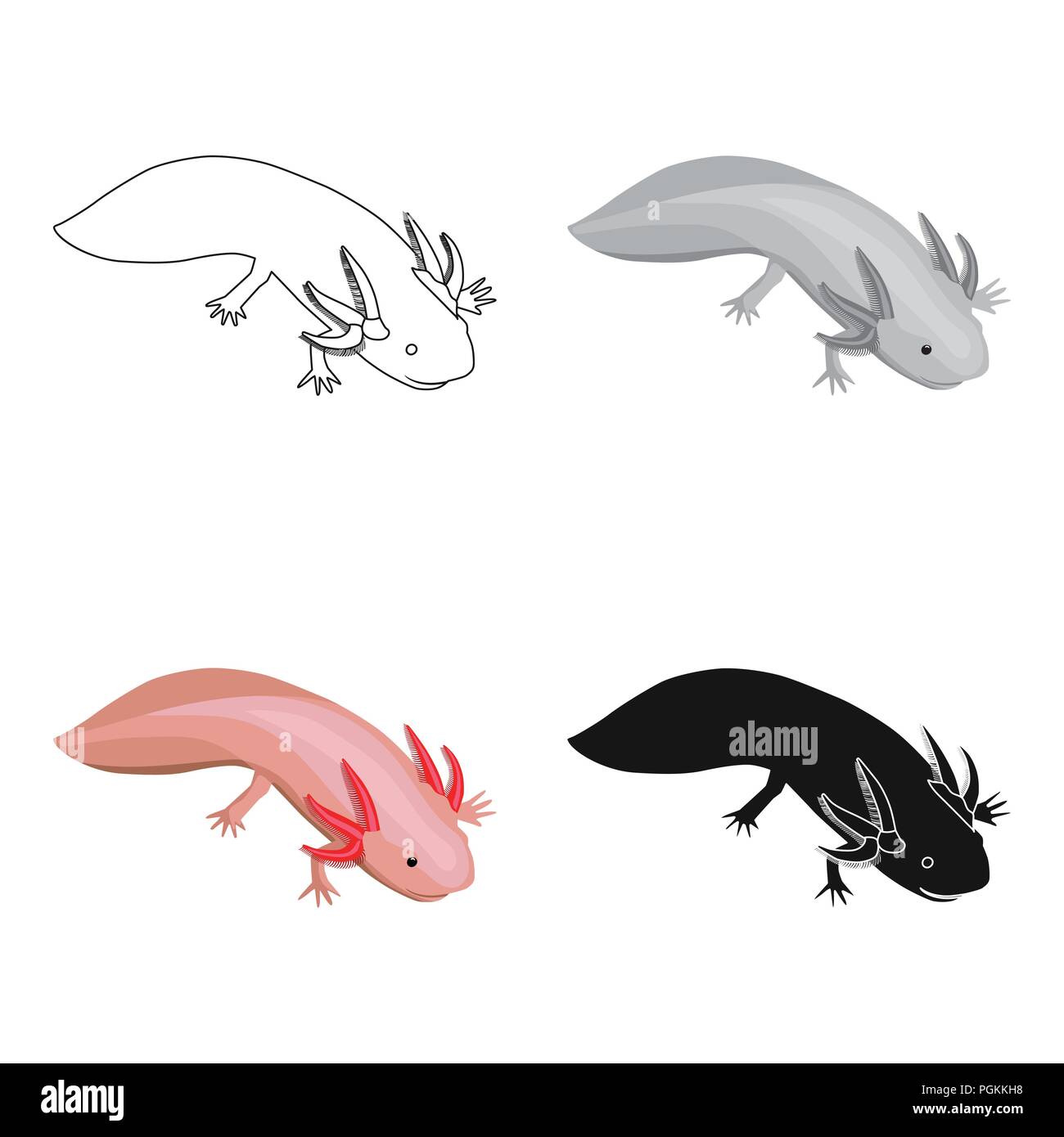 Mexican axolotl icon in cartoon style isolated on white background. Mexico country symbol vector ...