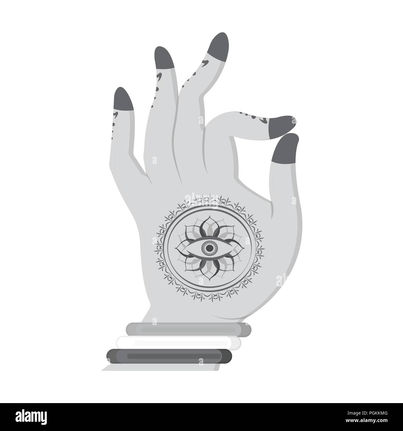 Mudra icon in monochrome style isolated on white background. India ...