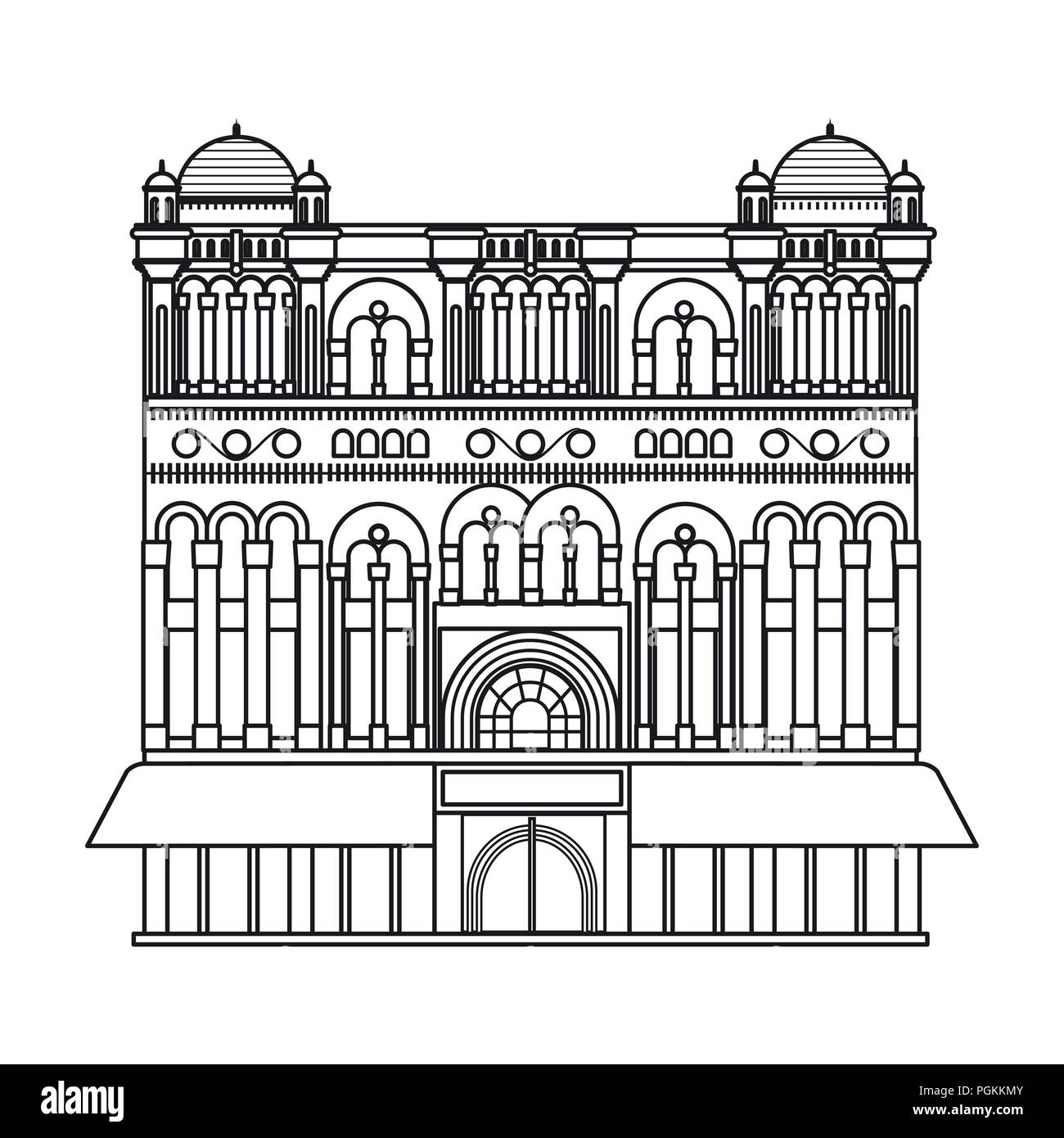 Queen Victoria Building icon in outline design isolated on white ...
