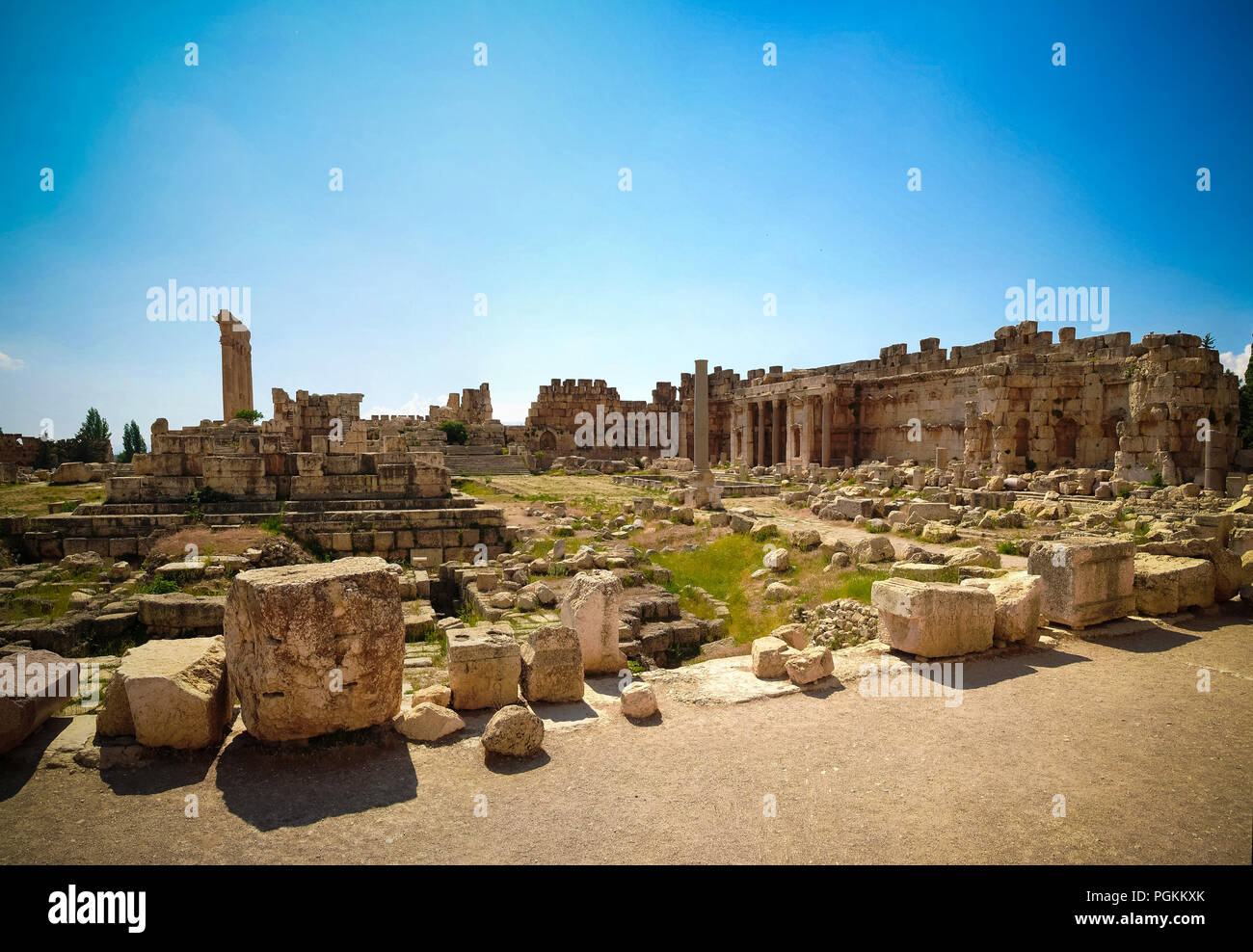 Ruins of Jupiter temple and great court of Heliopolis , Baalbek, Bekaa ...