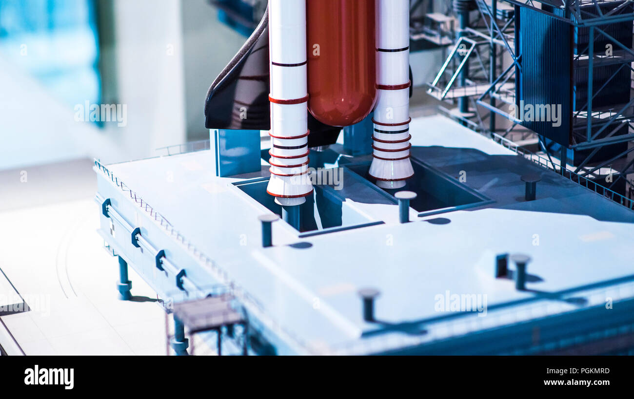 Space rocket attached to the building Stock Photo - Alamy