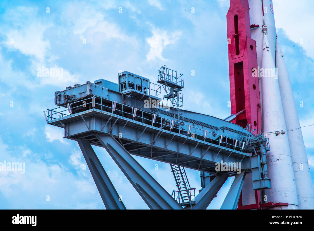 Details of space rocket engine over blue sky background Stock Photo - Alamy