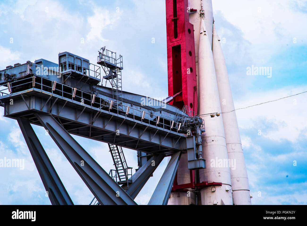 Details of space rocket engine over blue sky background Stock Photo - Alamy