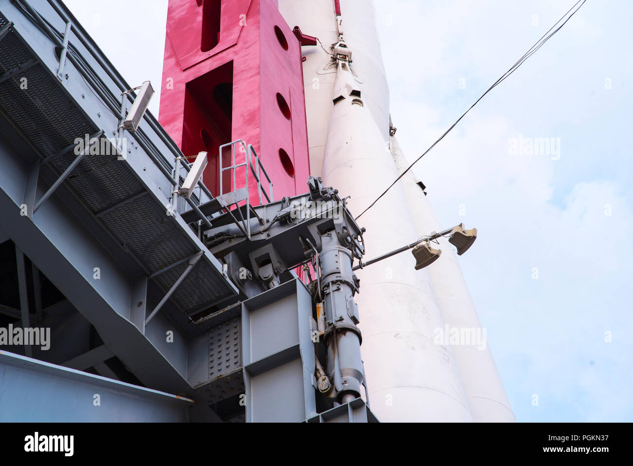 Details of space rocket engine over blue sky background Stock Photo - Alamy