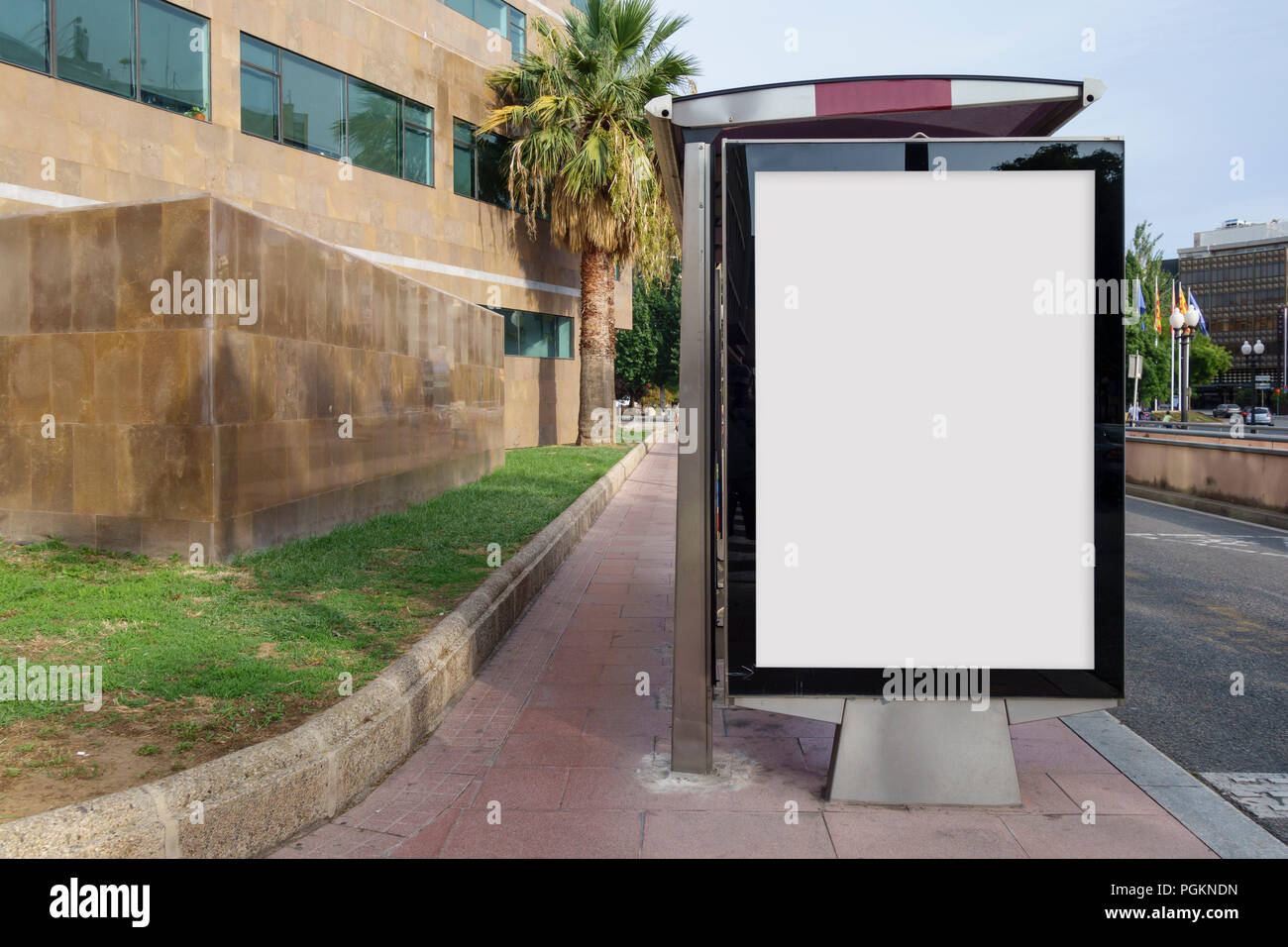 Blank advertisement mock up in a bus stop Stock Photo - Alamy