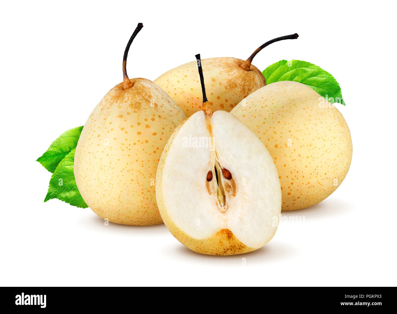 Chinese pears isolated on white background Stock Photo - Alamy