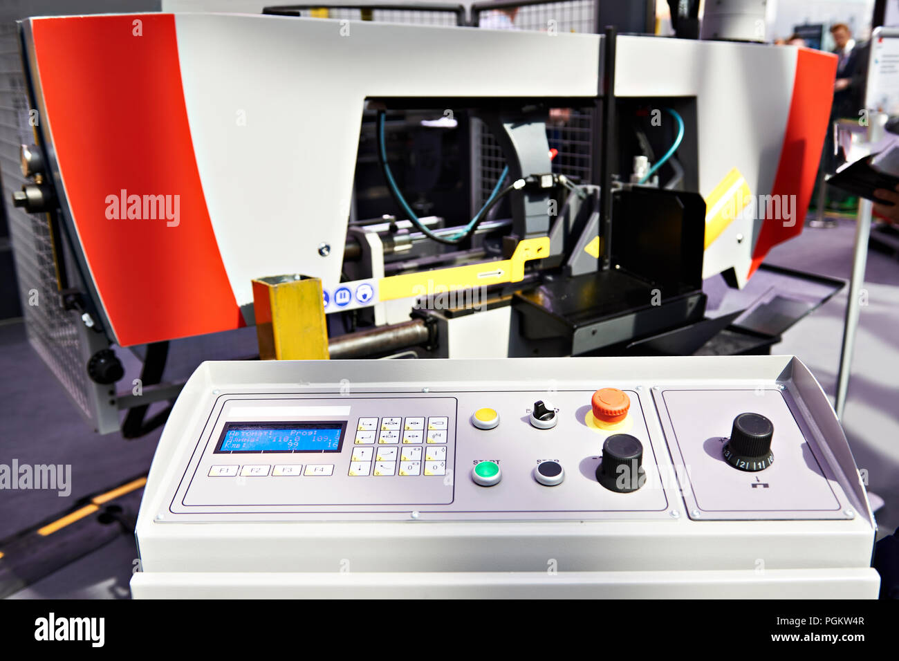 Control panel modern automatic band saw machine Stock Photo - Alamy