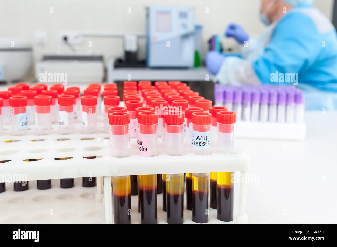 tubes with a blood test at a medical laboratory Stock Photo - Alamy