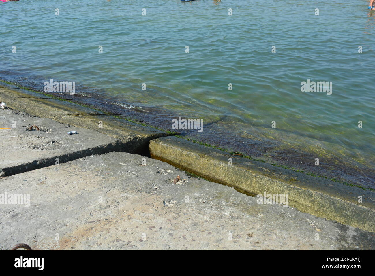 Deep blue with a transparent bottom, beautiful surface of the black sea ...