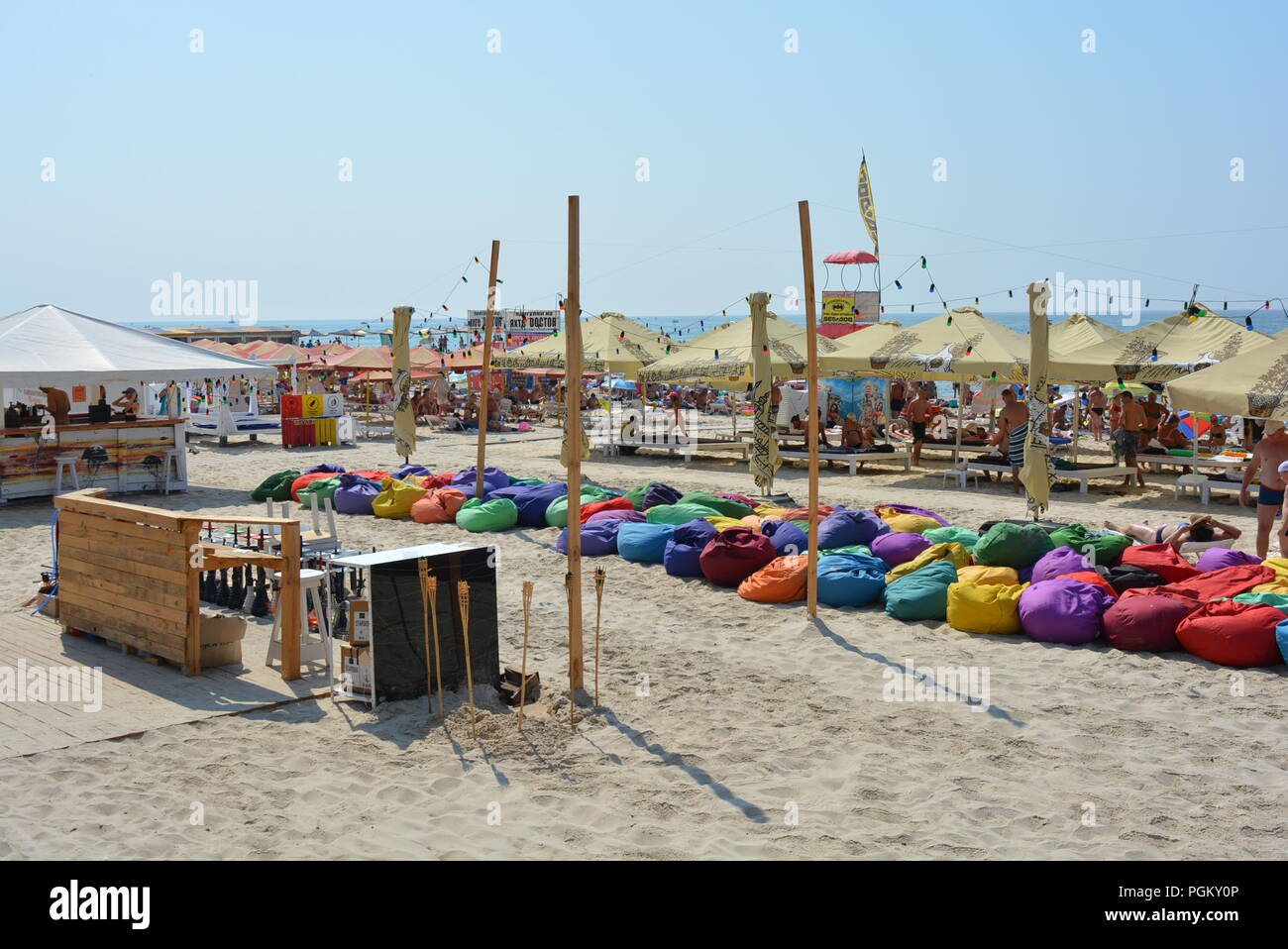 Promenade promenade of the iron port on the beach of the Black Sea ...