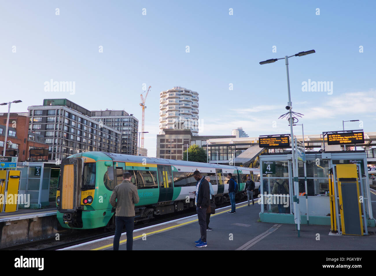 Early morning commuters at East Croydon Station south London England UK ...