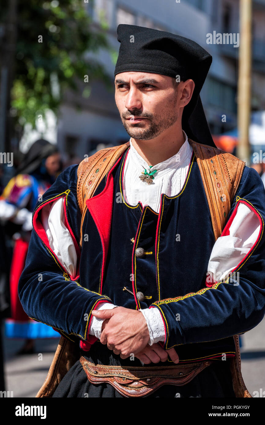 Nuoro, Sardinia, Italy - August 26, 2018: Parade of traditional ...