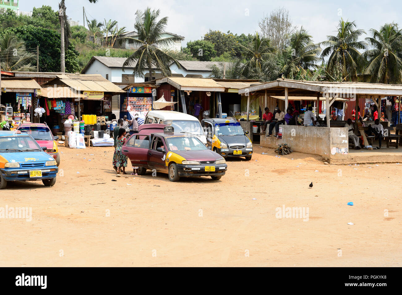 CENTRAL REGION, GHANA - Jan 17, 2017: Unidentified Ghanaian people walk ...