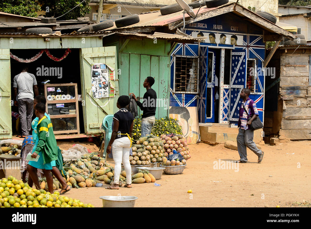 CENTRAL REGION, GHANA - Jan 17, 2017: Unidentified Ghanaian people ...