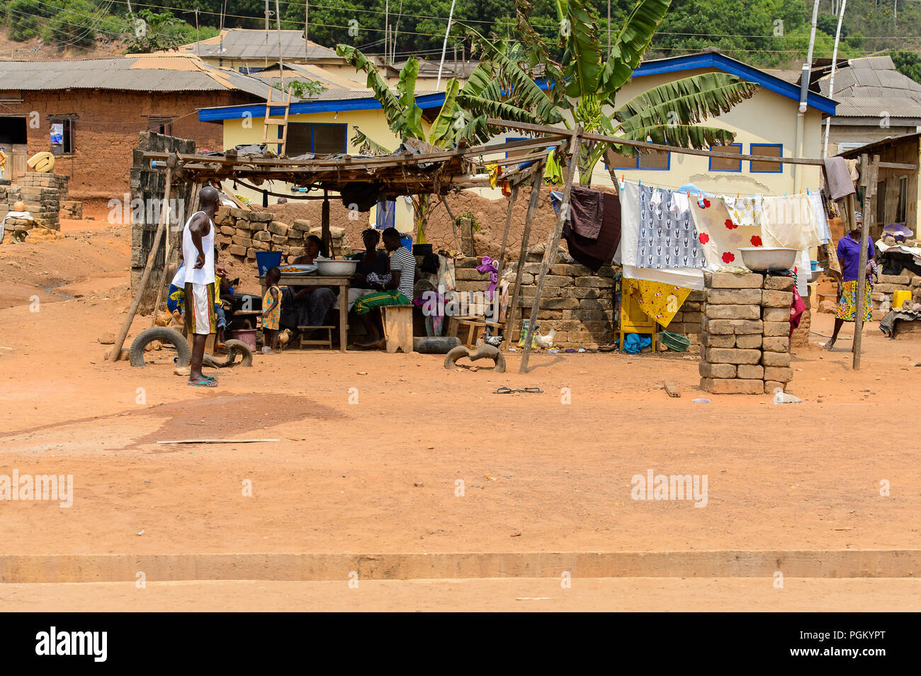 CENTRAL REGION, GHANA - Jan 17, 2017: Unidentified Ghanaian people sit ...
