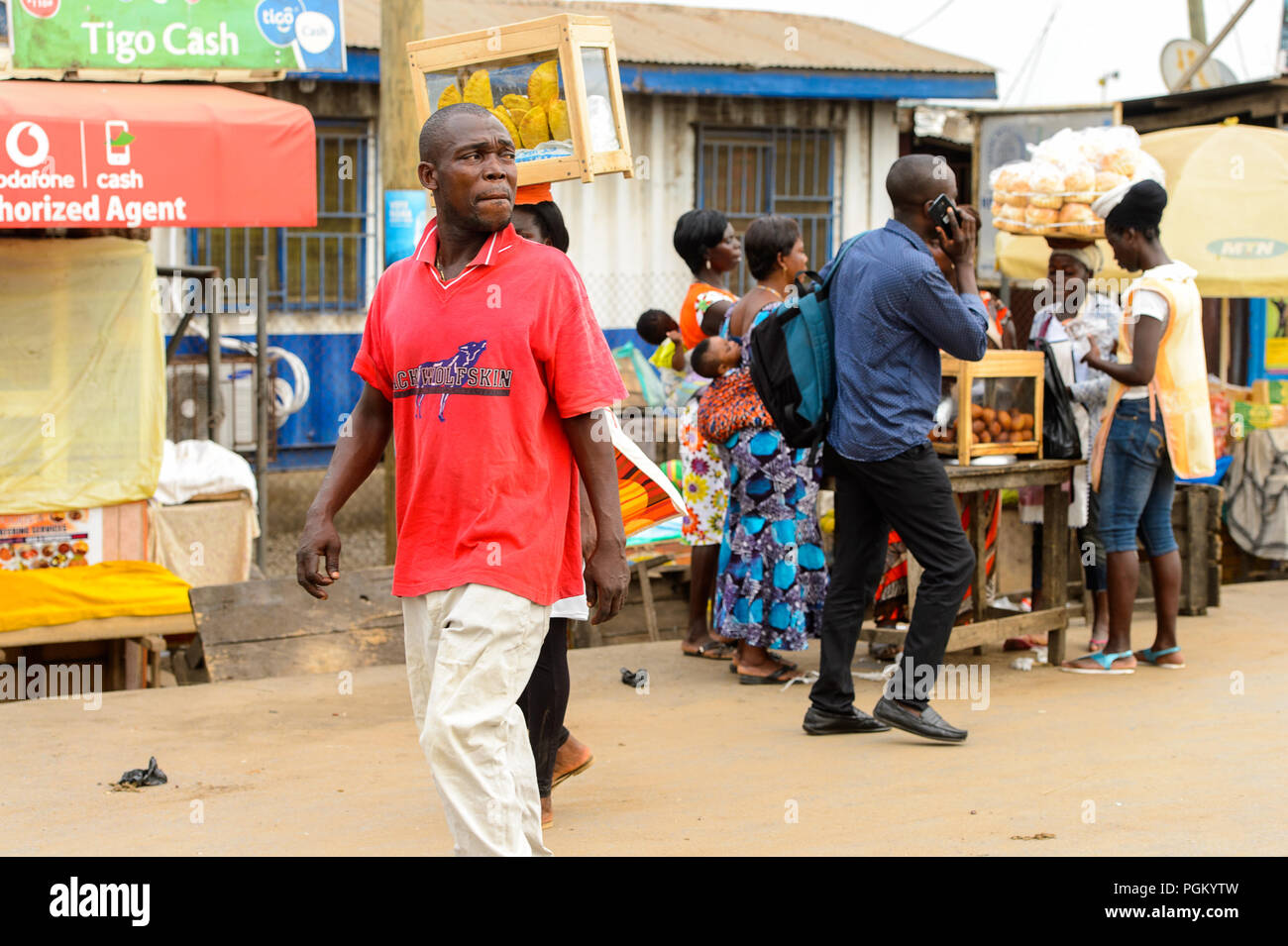 CENTRAL REGION, GHANA - Jan 17, 2017: Unidentified Ghanaian man looks ...
