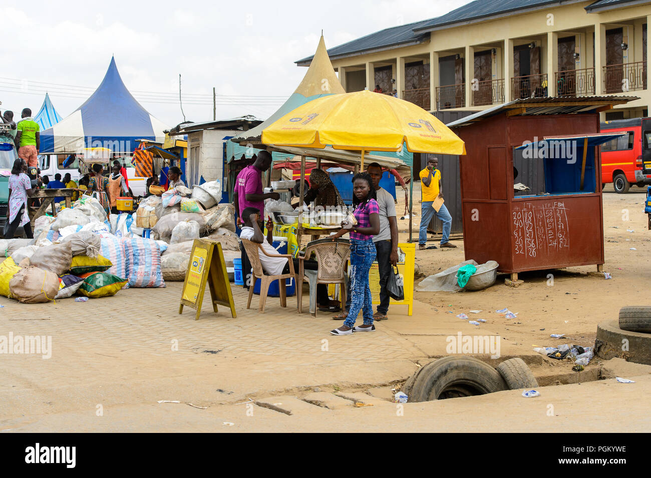 CENTRAL REGION, GHANA - Jan 17, 2017: Unidentified Ghanaian people on ...
