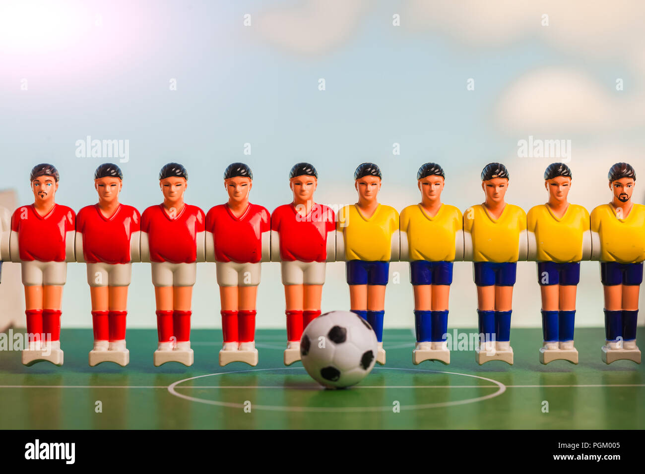 foosball player table soccer Stock Photo - Alamy