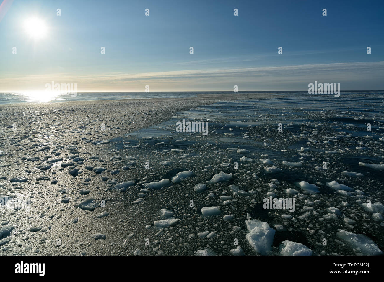Drift ice near the arctic ice cap Austfonna, Nordaustlandet, Svalbard ...