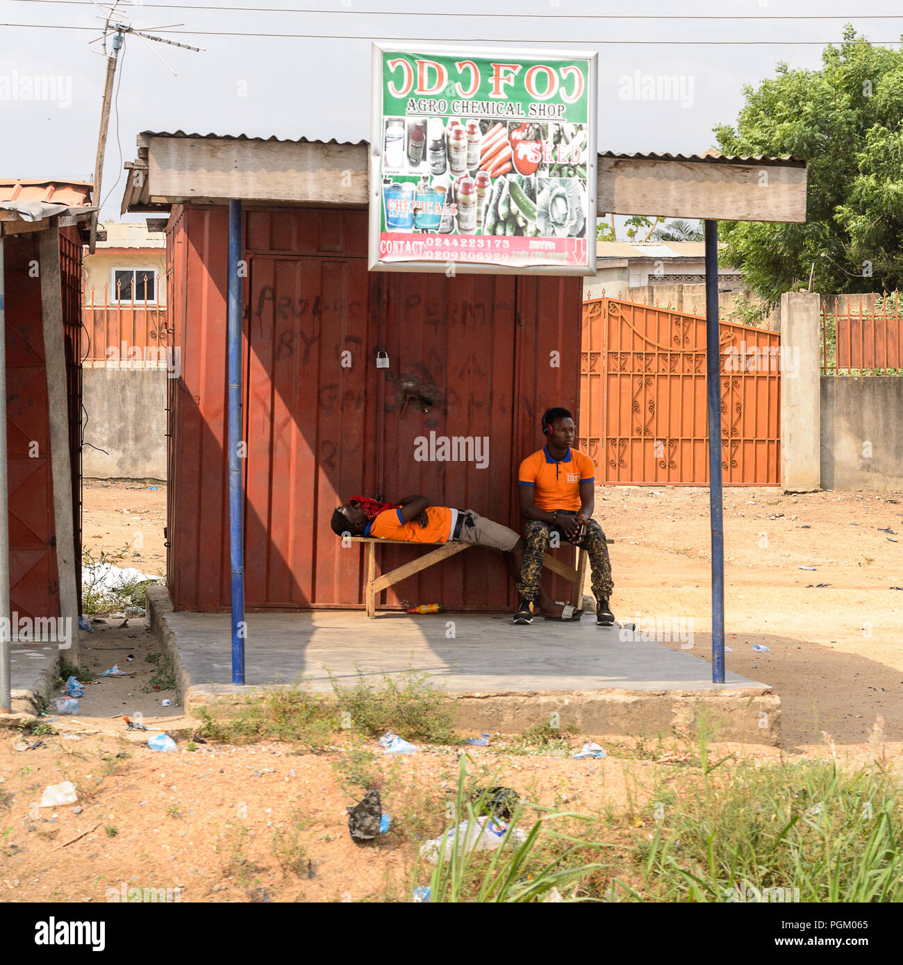 CENTRAL REGION, GHANA - Jan 17, 2017: Unidentified Ghanaian boys sit on ...