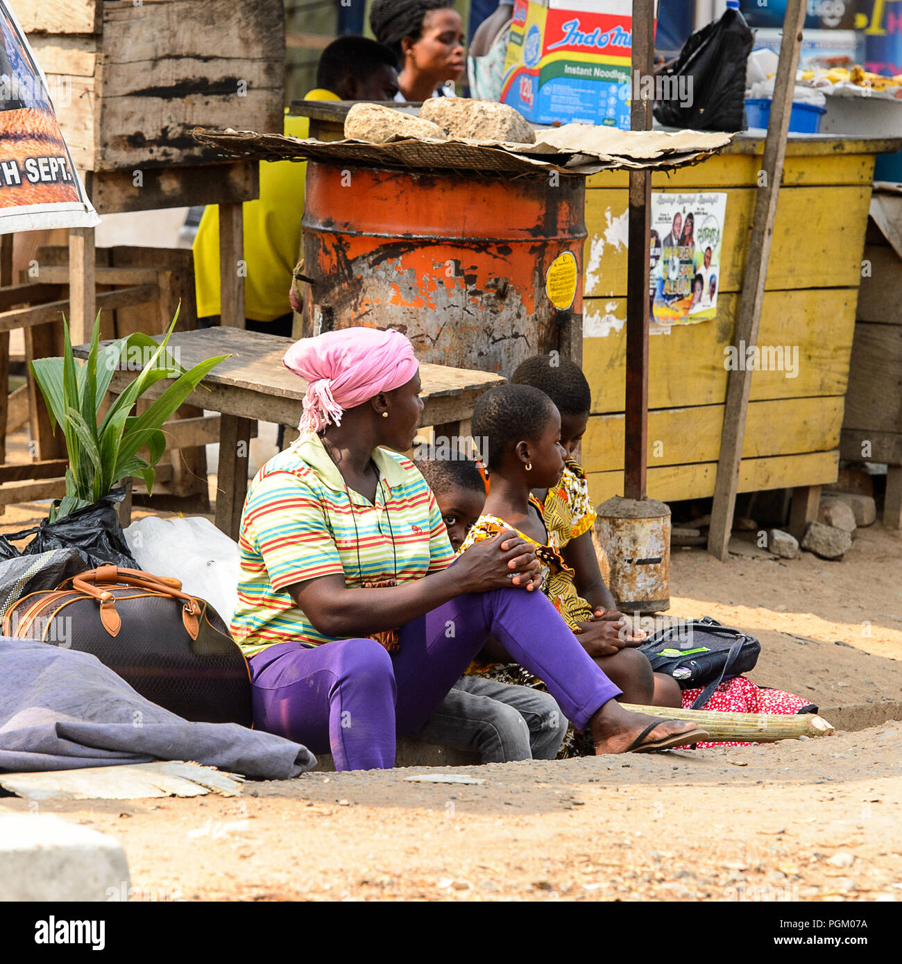 CENTRAL REGION, GHANA - Jan 17, 2017: Unidentified Ghanaian woman sits ...