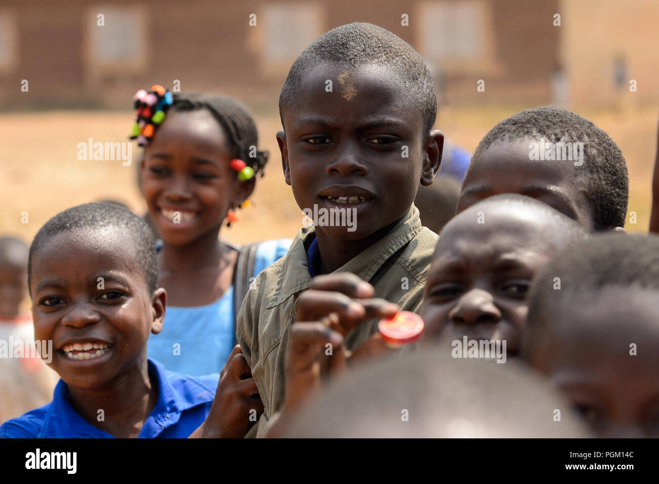 PIRA, BENIN - JAN 12, 2017: Unidentified Beninese group of children ...