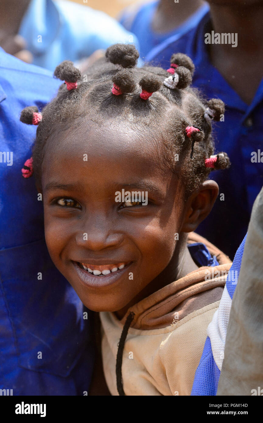 PIRA, BENIN - JAN 12, 2017: Unidentified Beninese little girl with ...