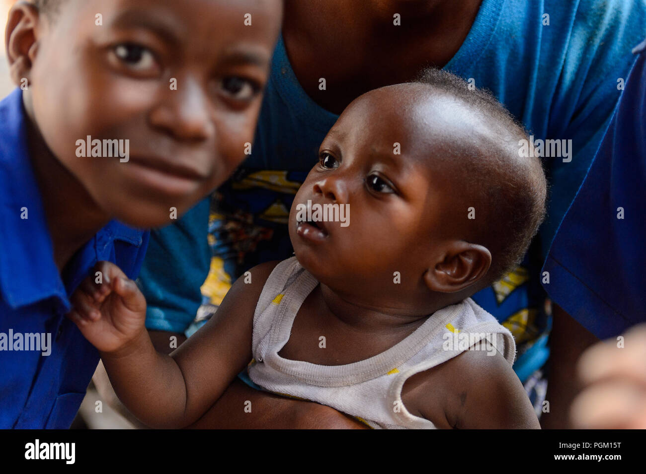 PIRA, BENIN - JAN 12, 2017: Unidentified Beninese little baby is ...