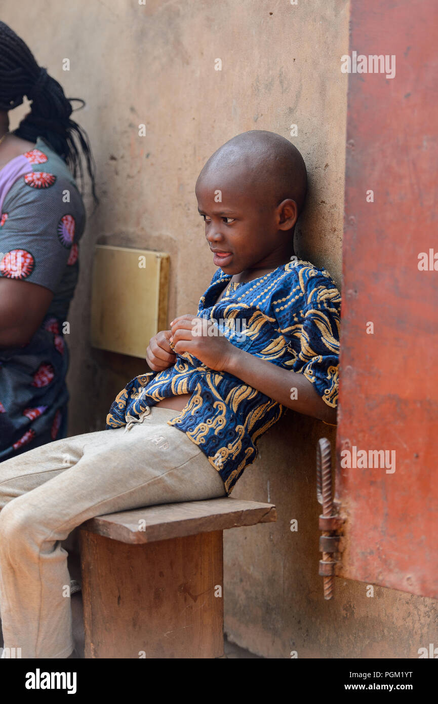 PIRA, BENIN - JAN 12, 2017: Unidentified Beninese boy in colored shirt ...