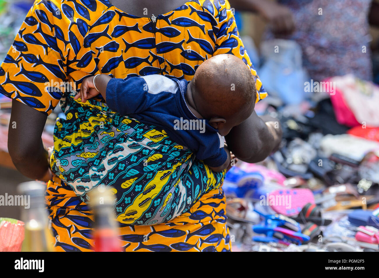 BOHICON, BENIN - JAN 12, 2017: Unidentified Beninese little baby is ...