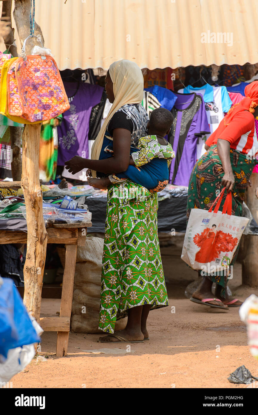 BOHICON, BENIN - JAN 12, 2017: Unidentified Beninese woman in colored ...