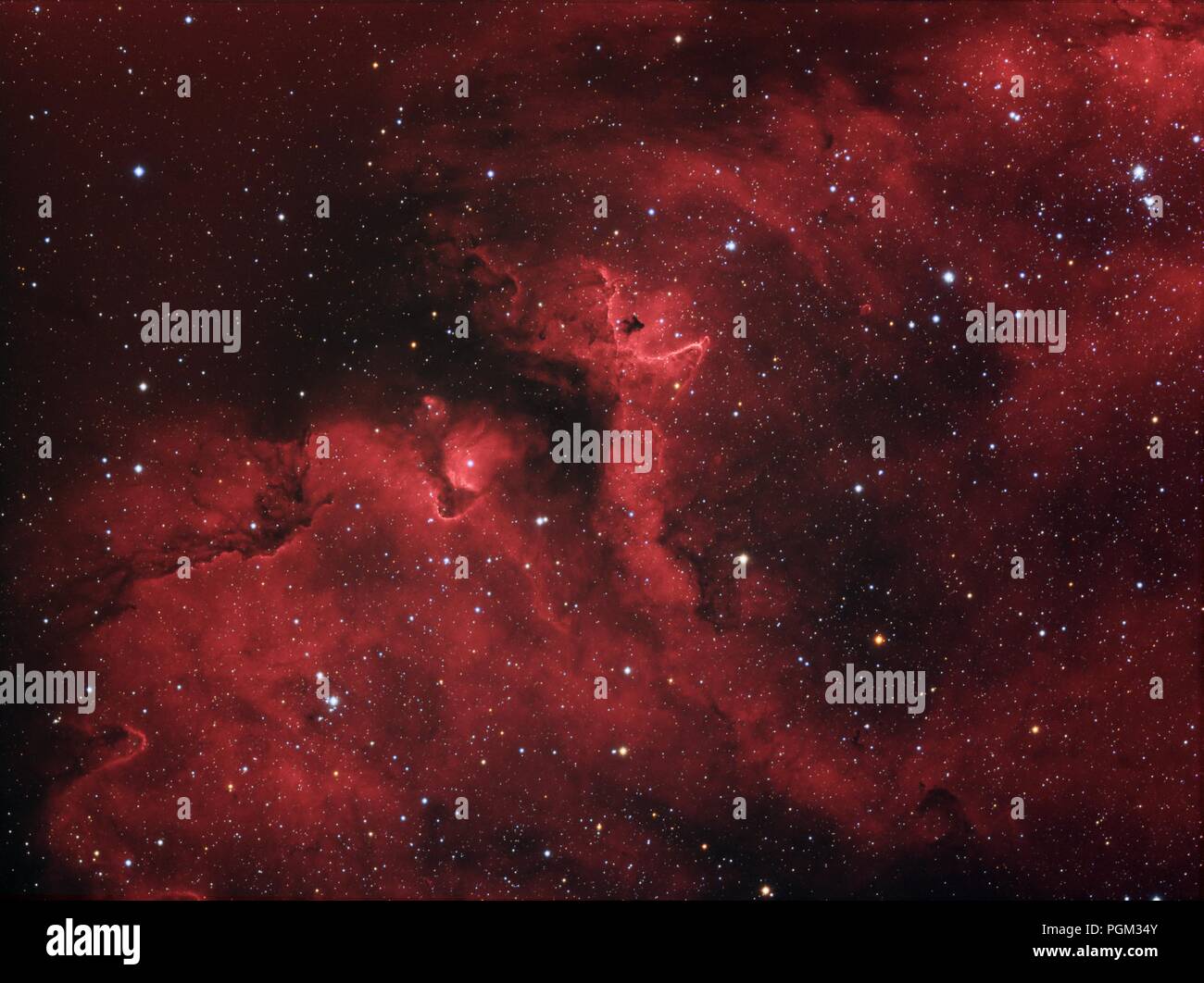 Zoom on star forming region in Soul Nebula (also known as IC 1848) in ...