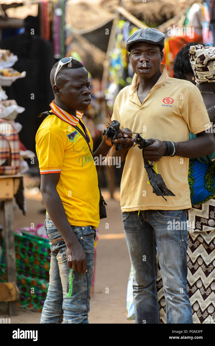 BOHICON, BENIN - JAN 12, 2017: Unidentified Beninese two men stand at ...